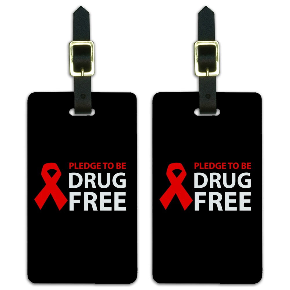 Red Ribbon Drug Free Pledge Luggage ID Tags Suitcase Carry-On Cards ...