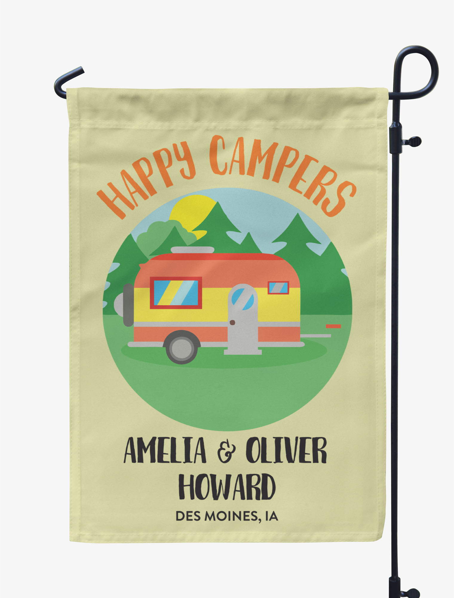 Printtoo Tan Happy Campers Retro Camp Trailer Camping Flags For Campers ...