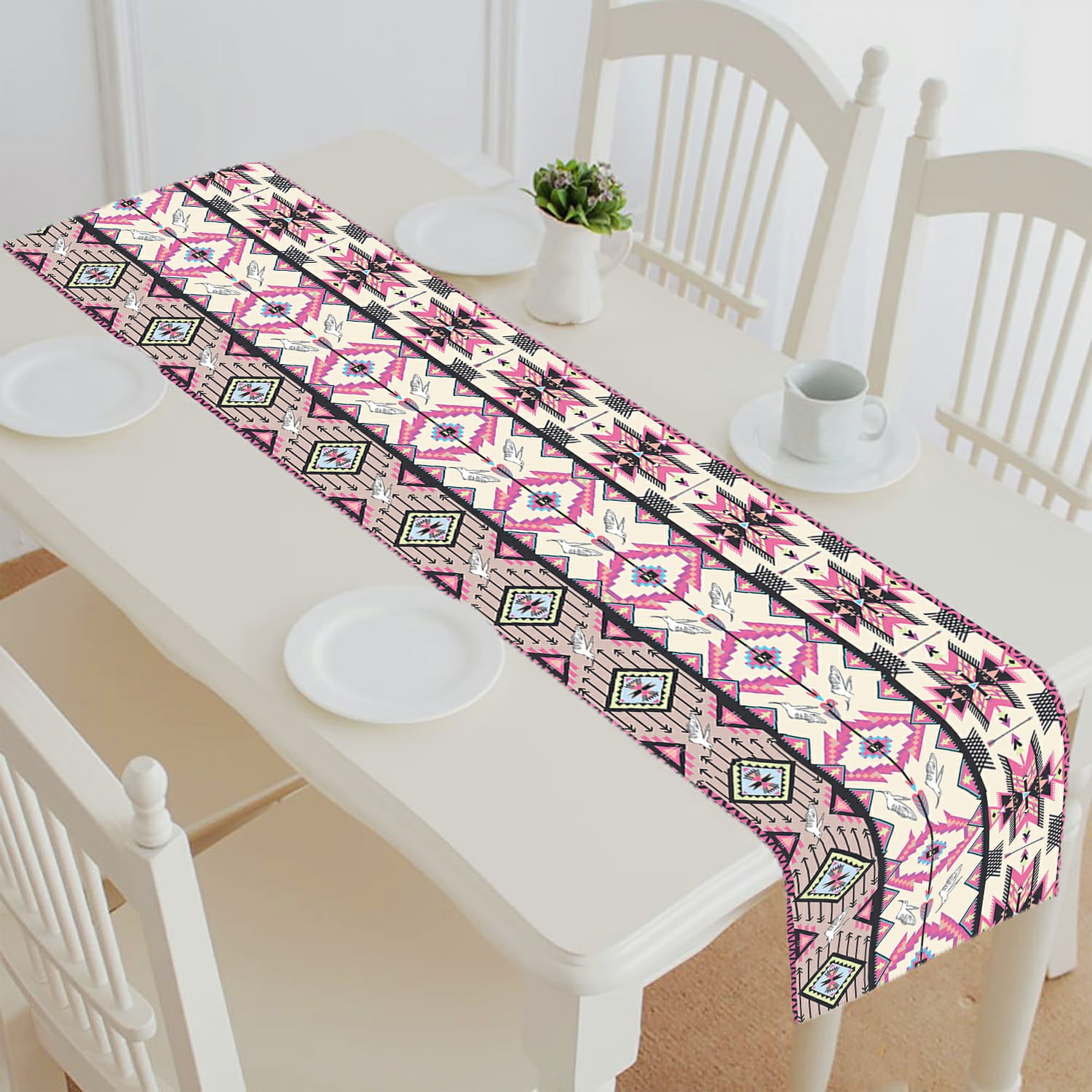 ABPHQTO Colorful Aztec Pattern With Birds And Arrow Table Runner ...
