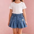 CUZIBR Girls Toddler Kids Denim Shorts Solid Color Cute A-Line Comfort ...
