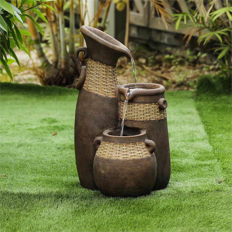 Cement Three Pitchers Outdoor Fountain - Walmart.com