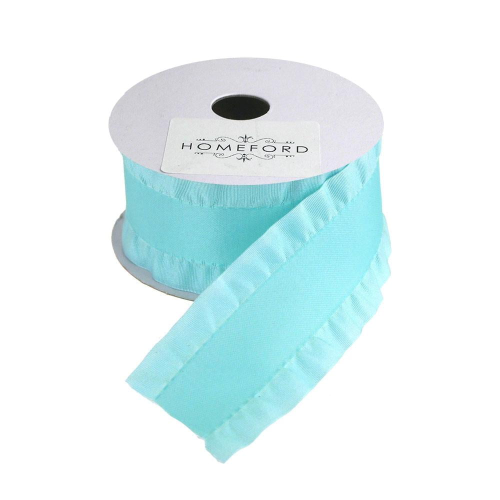 Double Ruffled Satin Ribbon, 1-1/2-Inch, 3-Yard, Aqua - Walmart.com