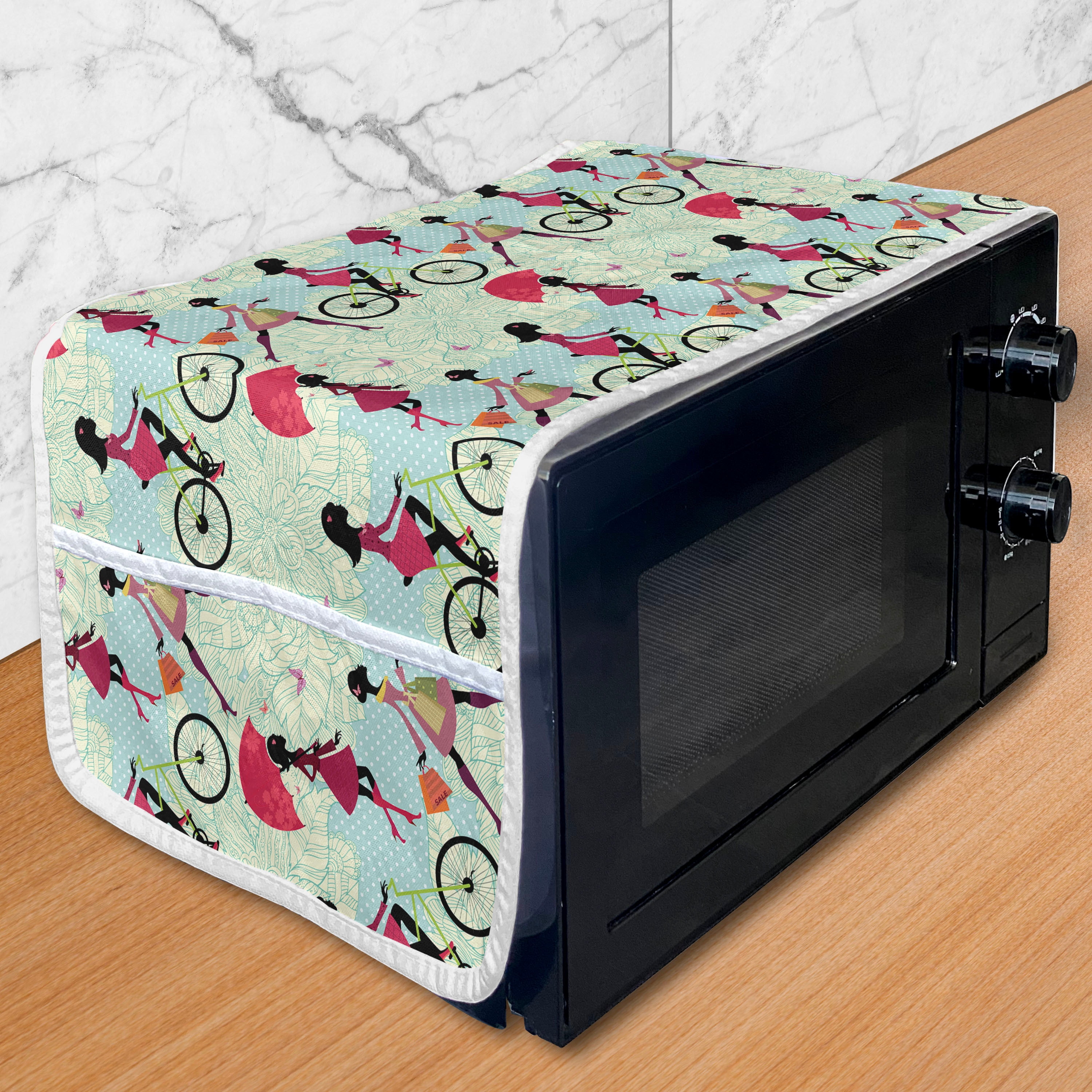 Fashion Microwave Oven Cover, Polka Dots Floral Shopping Biking ...