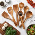 7 Pc Acacia Wood Cooking Utensils Set, Large Wooden Spoons, Spatula ...