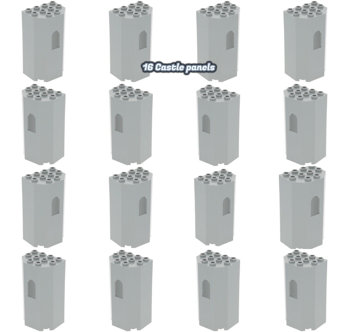 16 x Lego Light Gray Panel 3 x 4 x 6 Turret Wall with Window Castle ...
