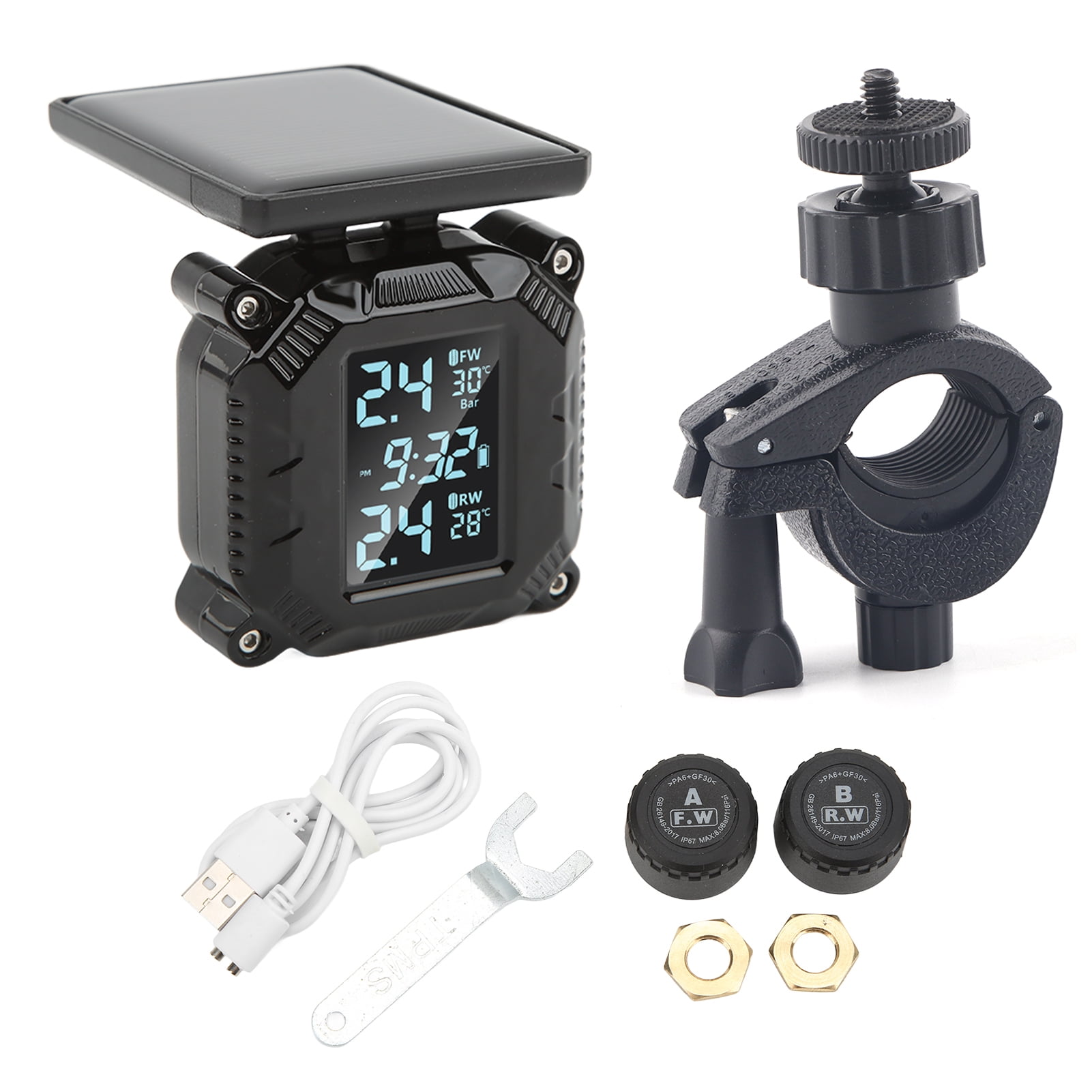 Motorcycle Tyre Pressure Monitor System, Rechargeable TPMS Solar ...