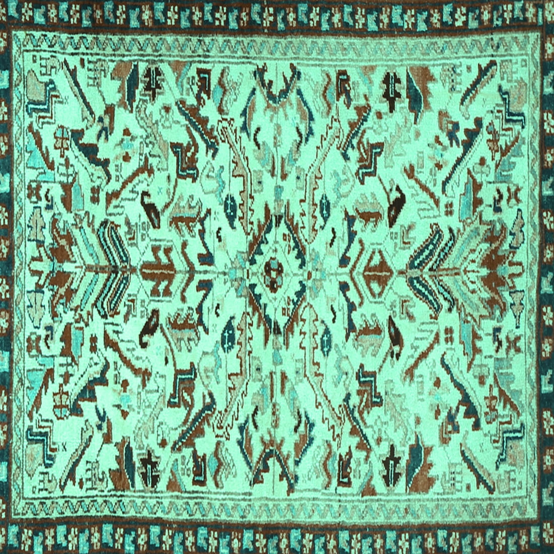 Ahgly Company Indoor Square Animal Turquoise Blue Traditional Area Rugs ...