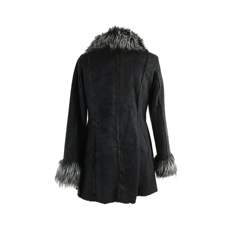 Inc International Concepts Black Faux-Suede Faux-Fur-Trim Inc International Concepts Black Faux-Suede Faux-Fur-Trim