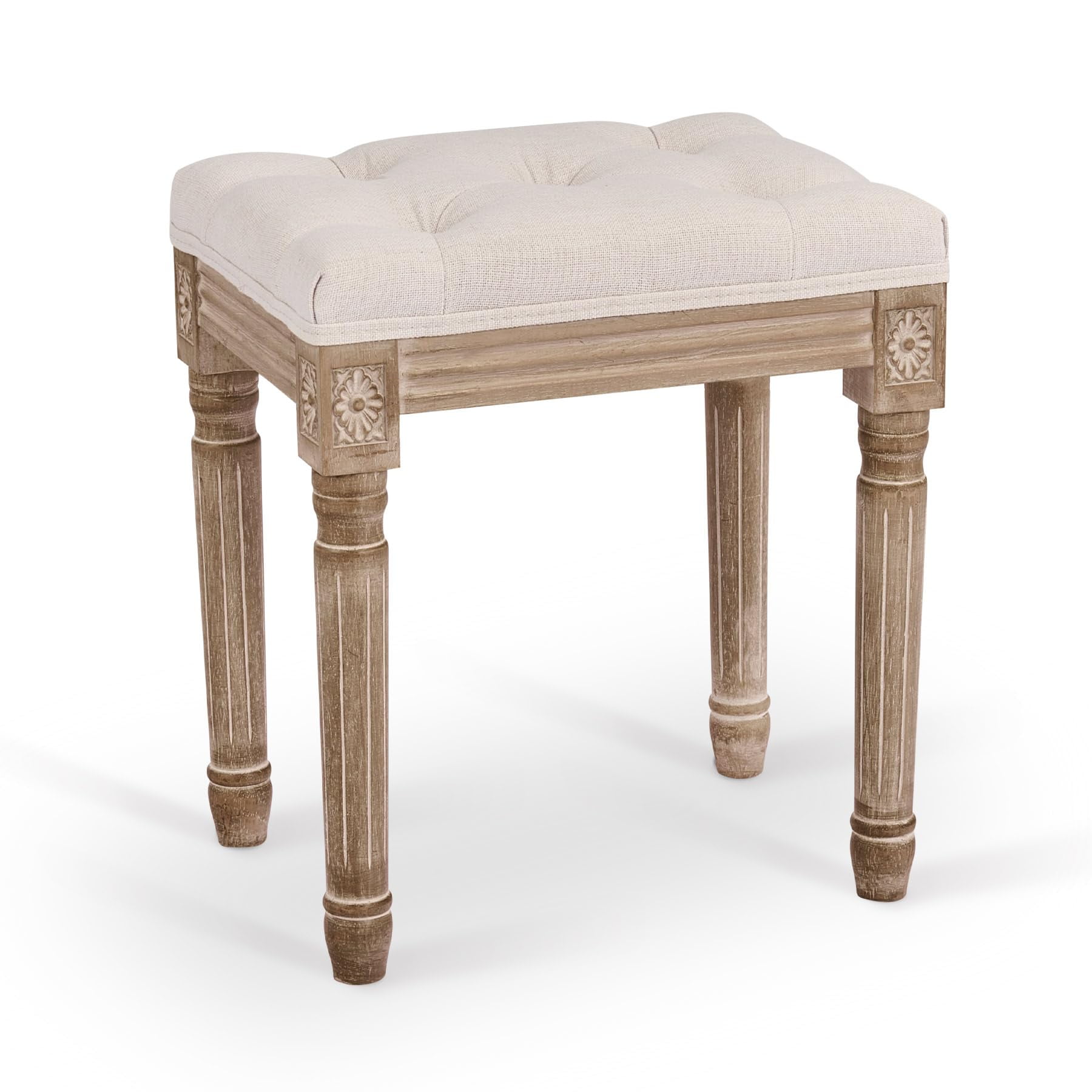 Click here for Vonluce Ottoman Stool  18.5 In High  Beige  With P... prices