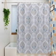 Blue Damask Shower Curtains for Bathroom, Boho White Light Blue Floral ...