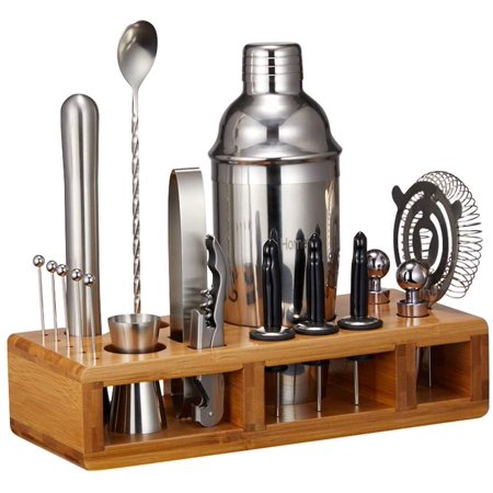 IGUOHAO Homezest Bartender Kit with Bamboo Stand, 19pcs Cocktail Shaker ...