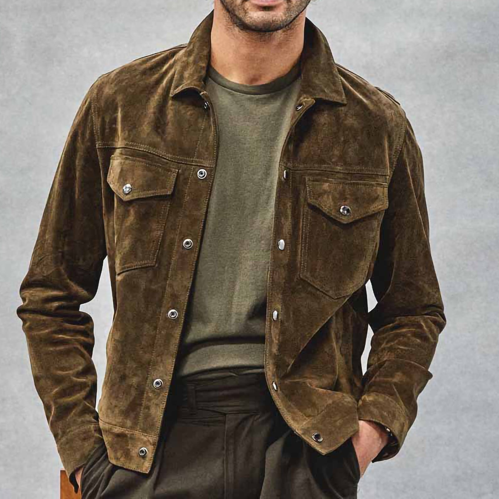 Click here for Styesk Jackets For Men Mens Suede Retro Coat Solid... prices