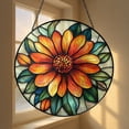 Zinnia Bloom Window Suncatcher with Stained Glass Look, Home Floral ...