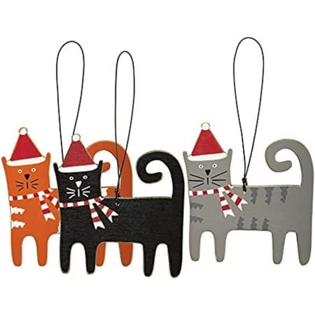 Cat Christmas Ornament Set, Kitty Lovers Holiday Tree Decorations by ...
