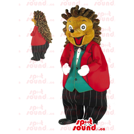 Brown Hedgehog SPOTSOUND Mascot With Red Jacket- Pants And Vest ...