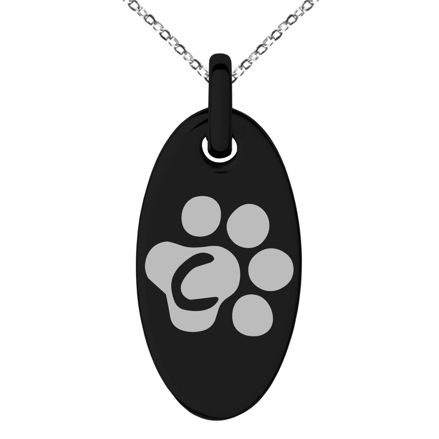 Stainless Steel Letter C Initial Cat Dog Paws Monogram Engraved Small ...