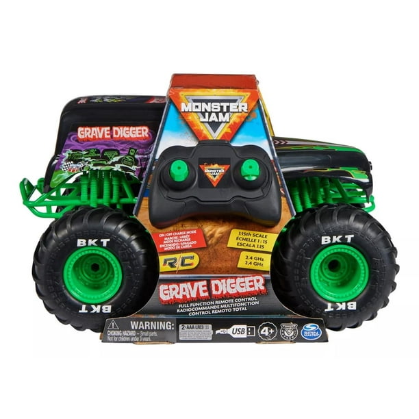 Monster Jam RC Grave Digger Escala 1/15 Spin Master Negro | Walmart en ...