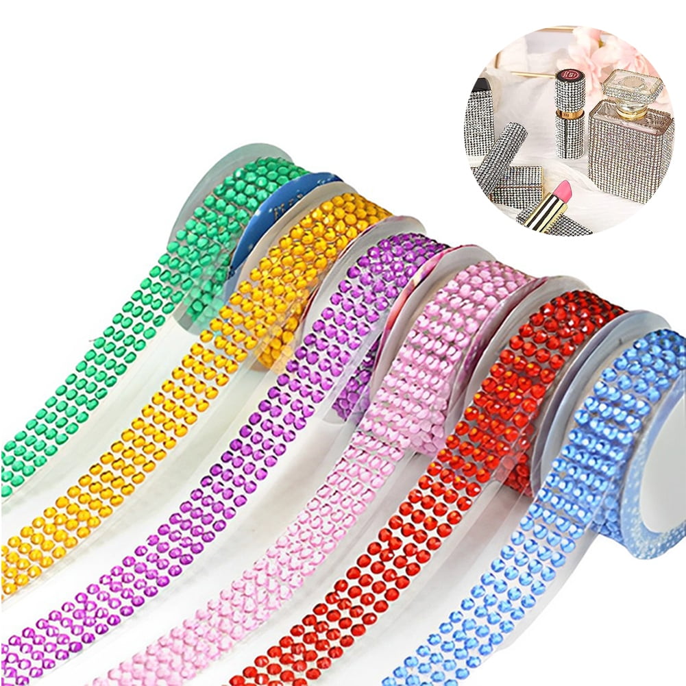 UDIYO 2 Rolls Self-Adhesive Crystal Rhinestone Diamond Ribbon, DIY ...