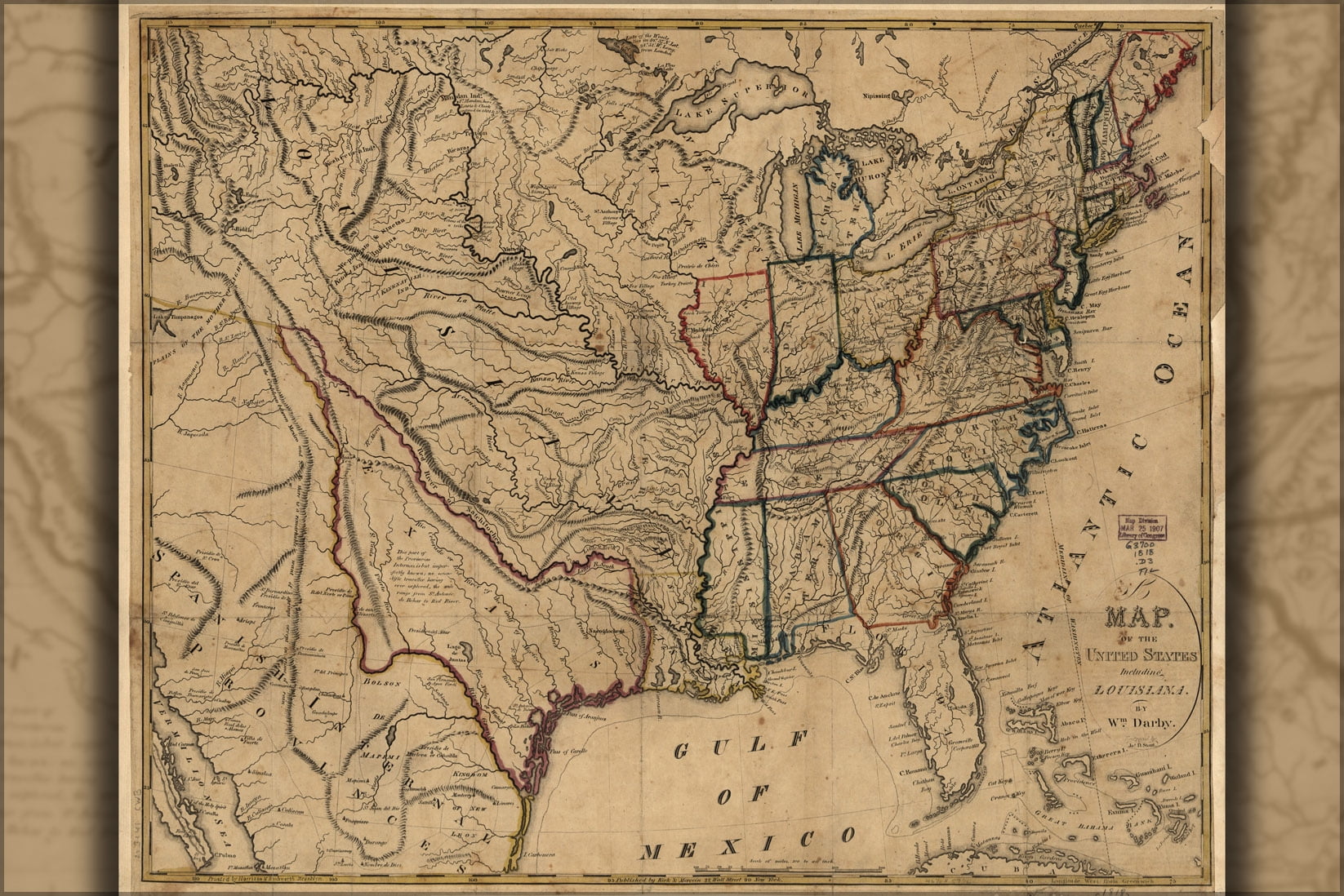 24"x36" Gallery Poster, Map of the United States 1818 - Walmart.com