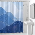 Blue Mountain Ridges Shower Curtain, Sky Blue Ombre Fluid Lines ...