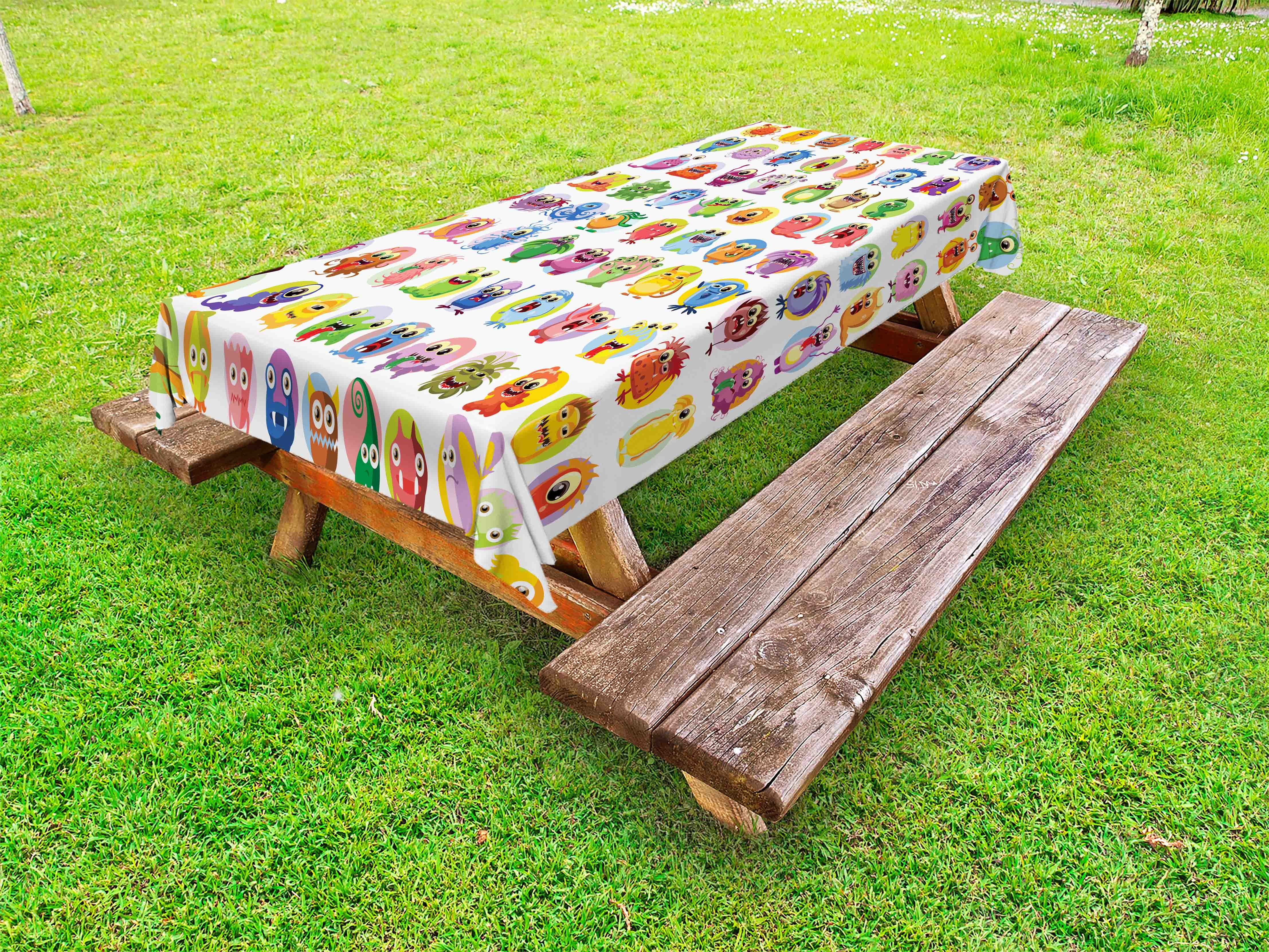 Animation Outdoor Tablecloth, Cute Little Graphic Baby Mosters Great ...