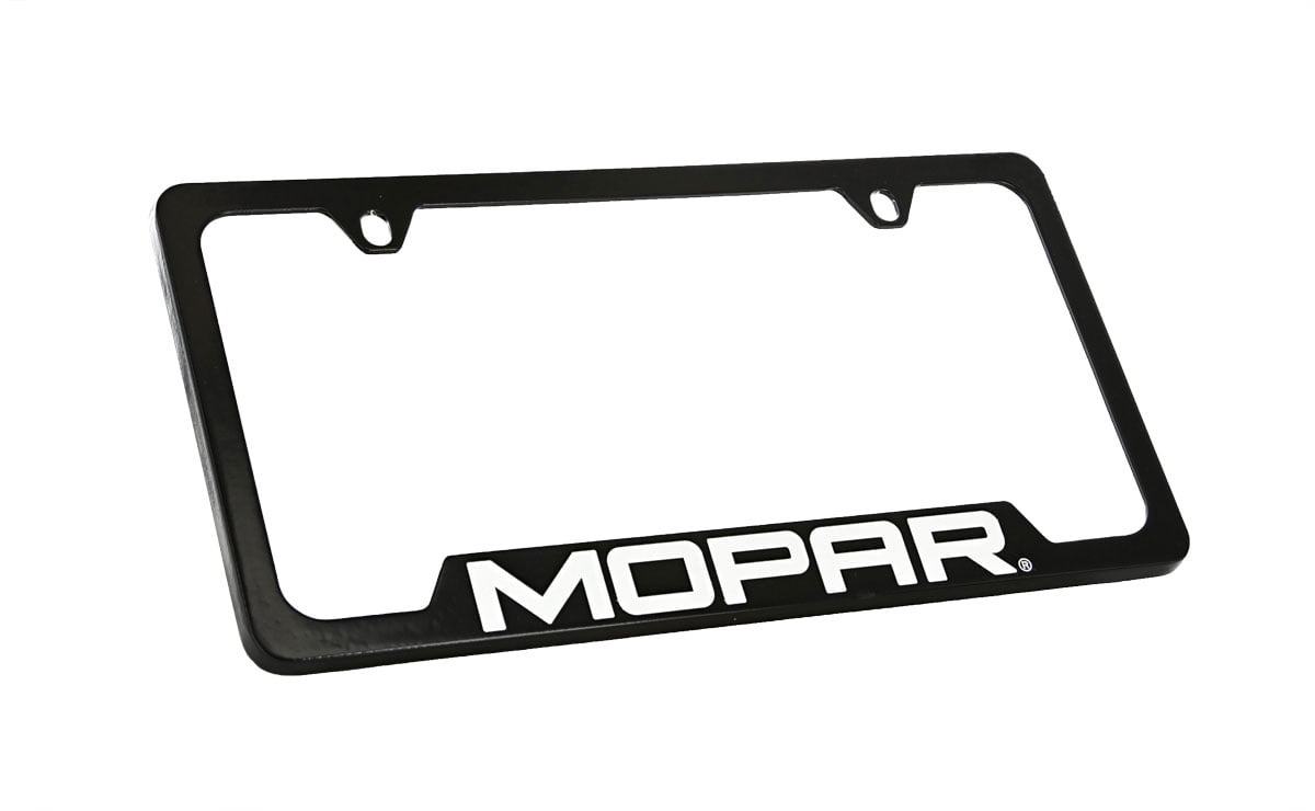 Mopar wordmark black zinc metal license plate frame holder 2 Hole ...