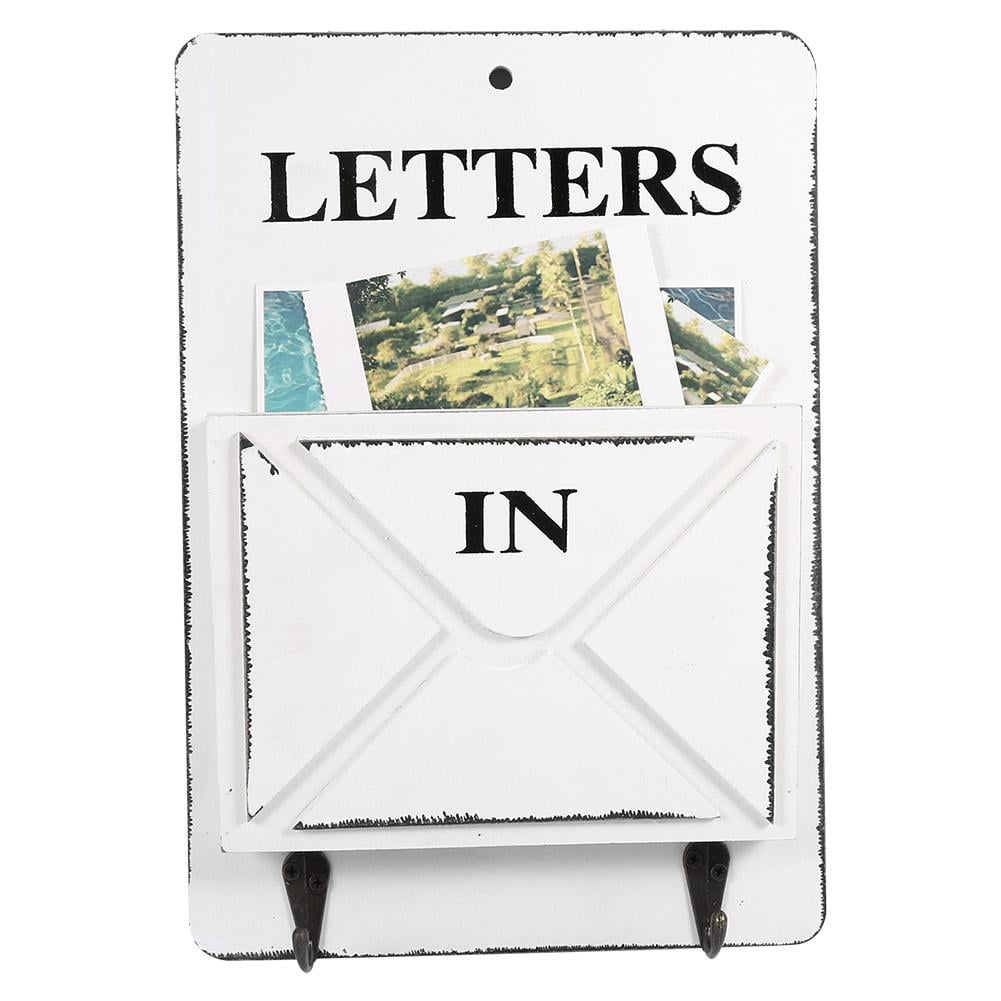 Mgaxyff Wood Mail Box Letter Rack Key Holder Wall Storage Creative Home ...