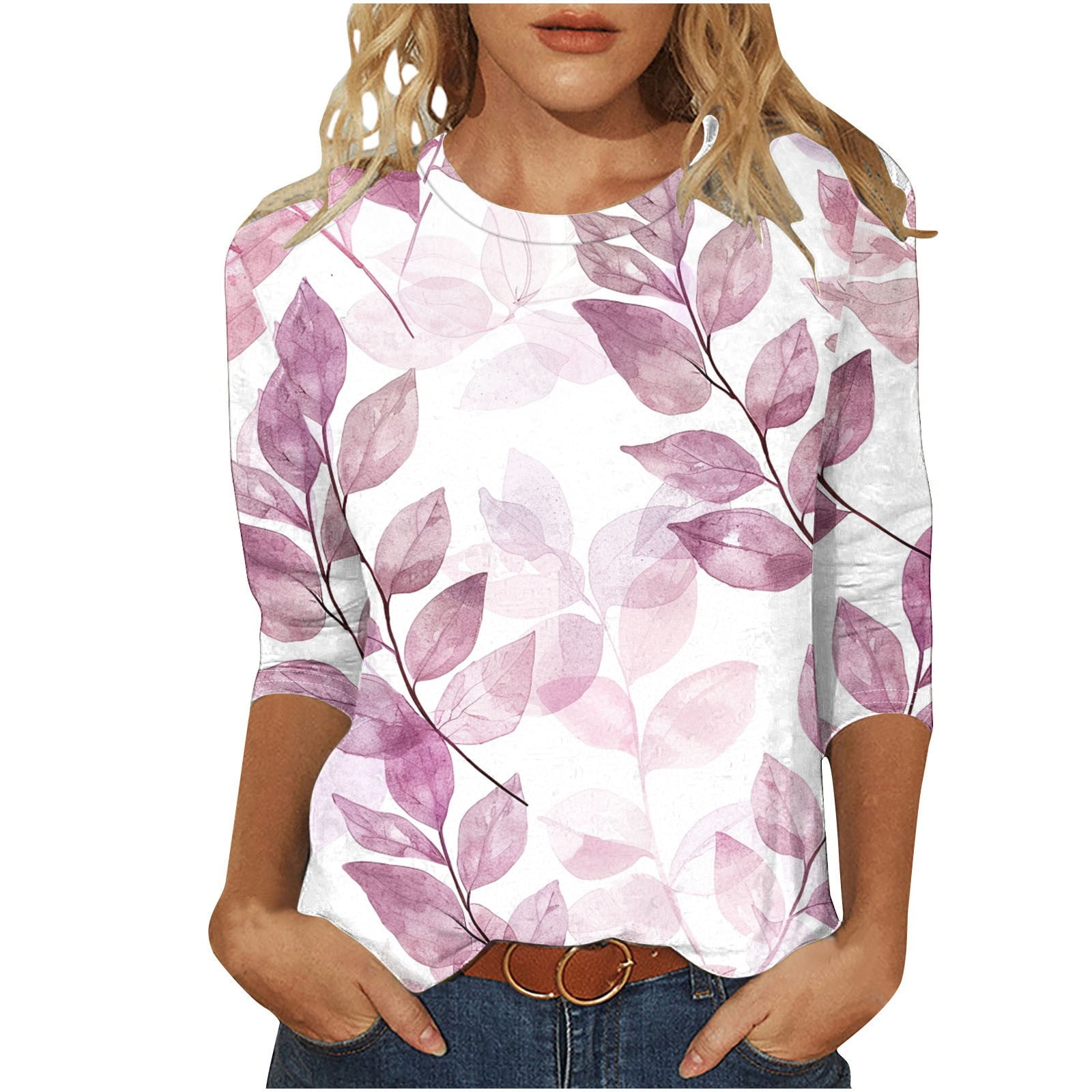 Click here for Hkejiaoi Womens Floral Printed 3/4 Length Sleeve S... prices