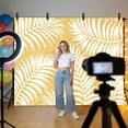 Yellow Palm Leaf Backdrop for Photography, Country Coastal Tropical ...