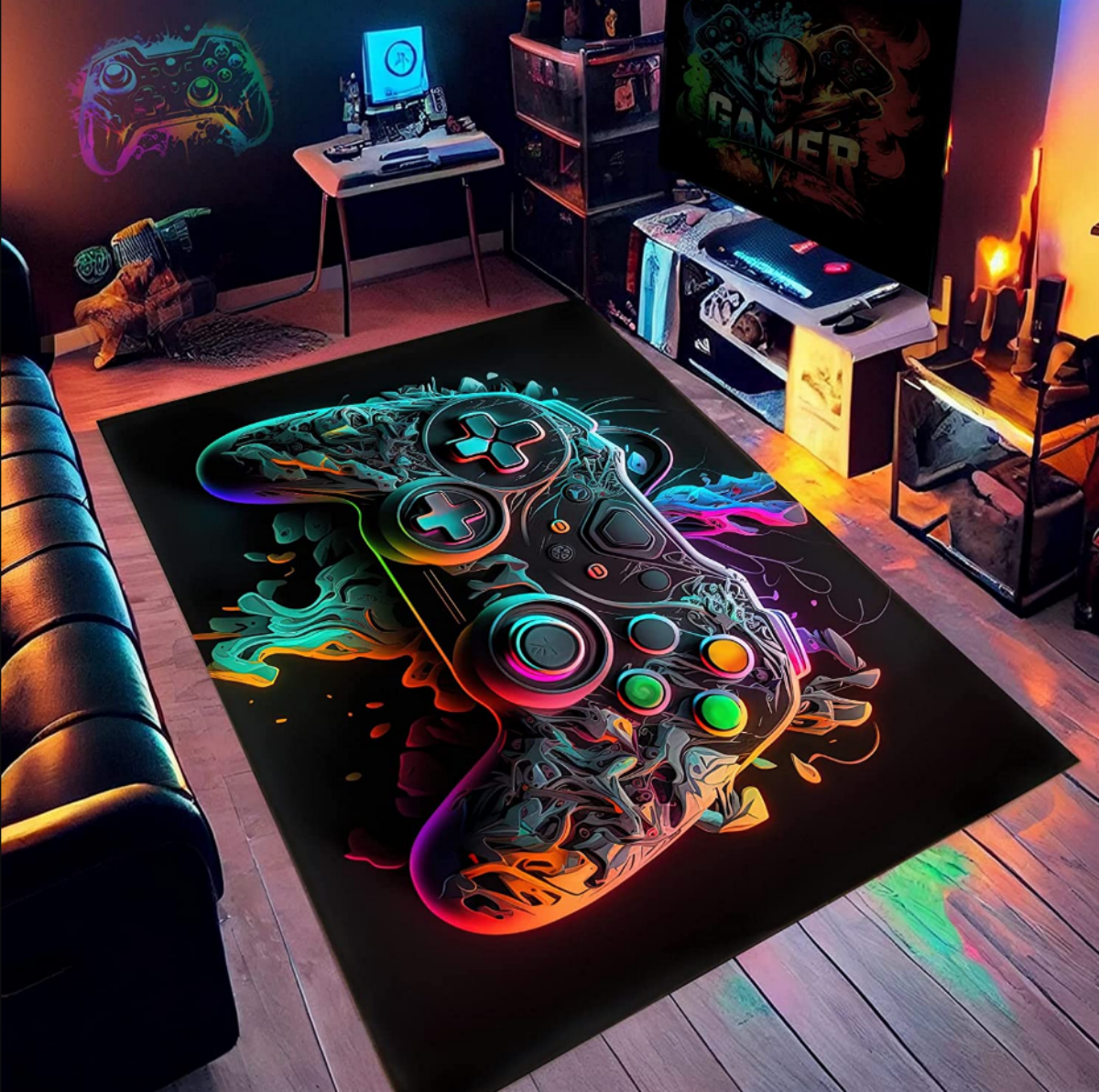 Gaming Rug for Boys Bedroom, Video Game Carpet with Gaming Theme Design ...
