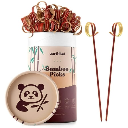 Bamboo Loop Cocktail Picks for Appetizers \u2013 6 inch Red Bamboo ...