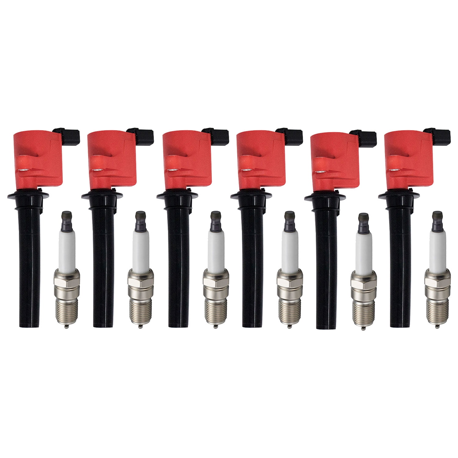 Set of 6 ISA Red Color Ignition Coils and 6 ISA Spark plug Compatible ...