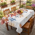 Autumn Orange Blue Leaves Table Cloth 52x70in, Waterproof Rectangle ...