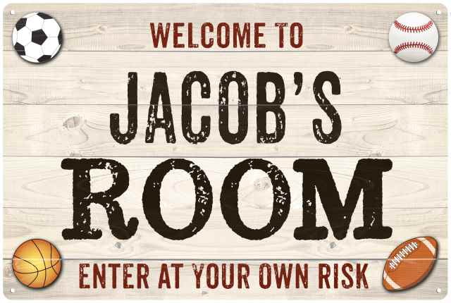 JACOB'S Room Kids Bedroom Sign Boy's Gift 8x12 Metal 108120090002 ...