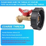 275-330 Gallon IBC Tote Hose Adapter Valve,2"S60 x 6 Coarse Thread ...