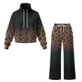 SCRAWLGOD Leopard Print Gradient Brown Gray Lounge Sets for Women ...