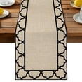 Art Frame Dining Table Runner, Geometric Black Morocco Printed Border ...
