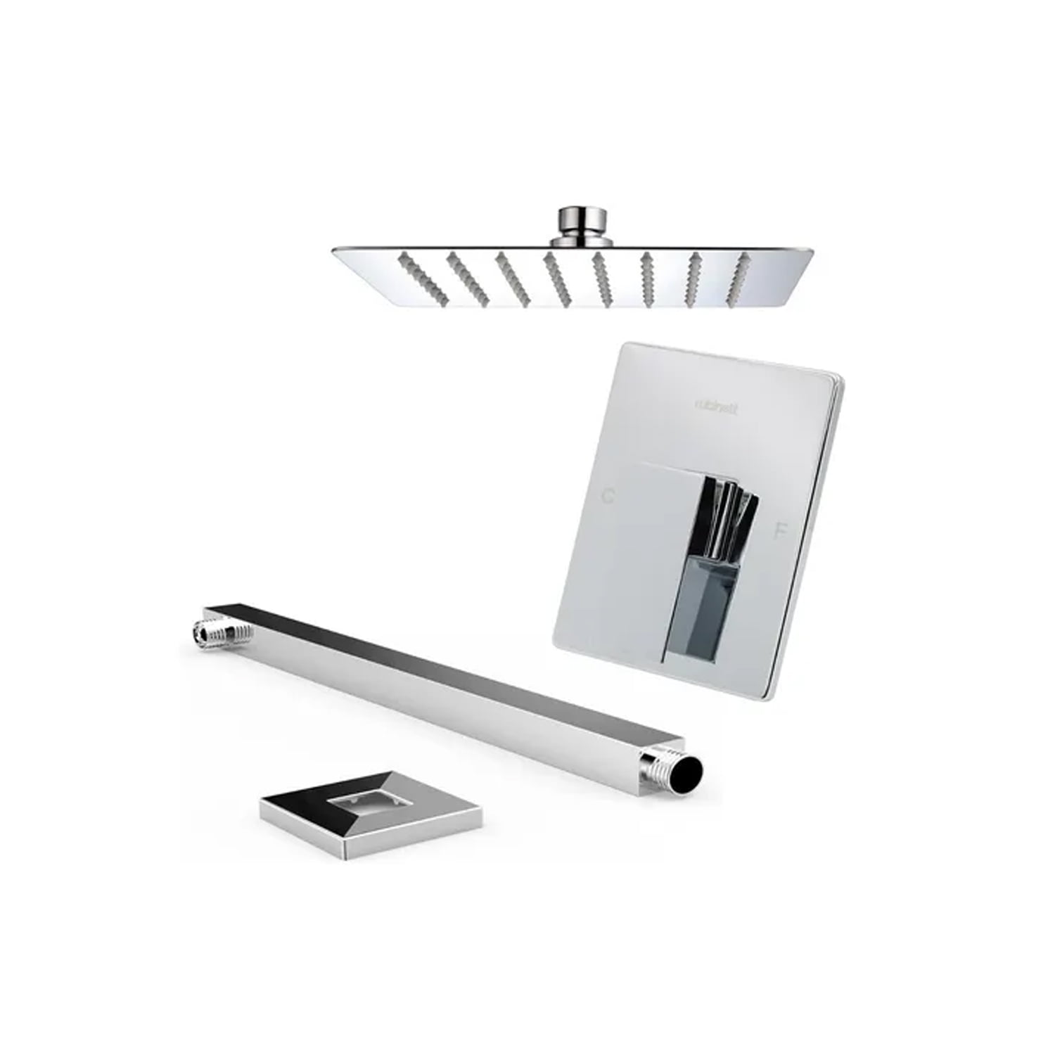 Regadera Cuadrada 25cm Rubinett Con Brazo Y Monomando Cromada Lujo ...