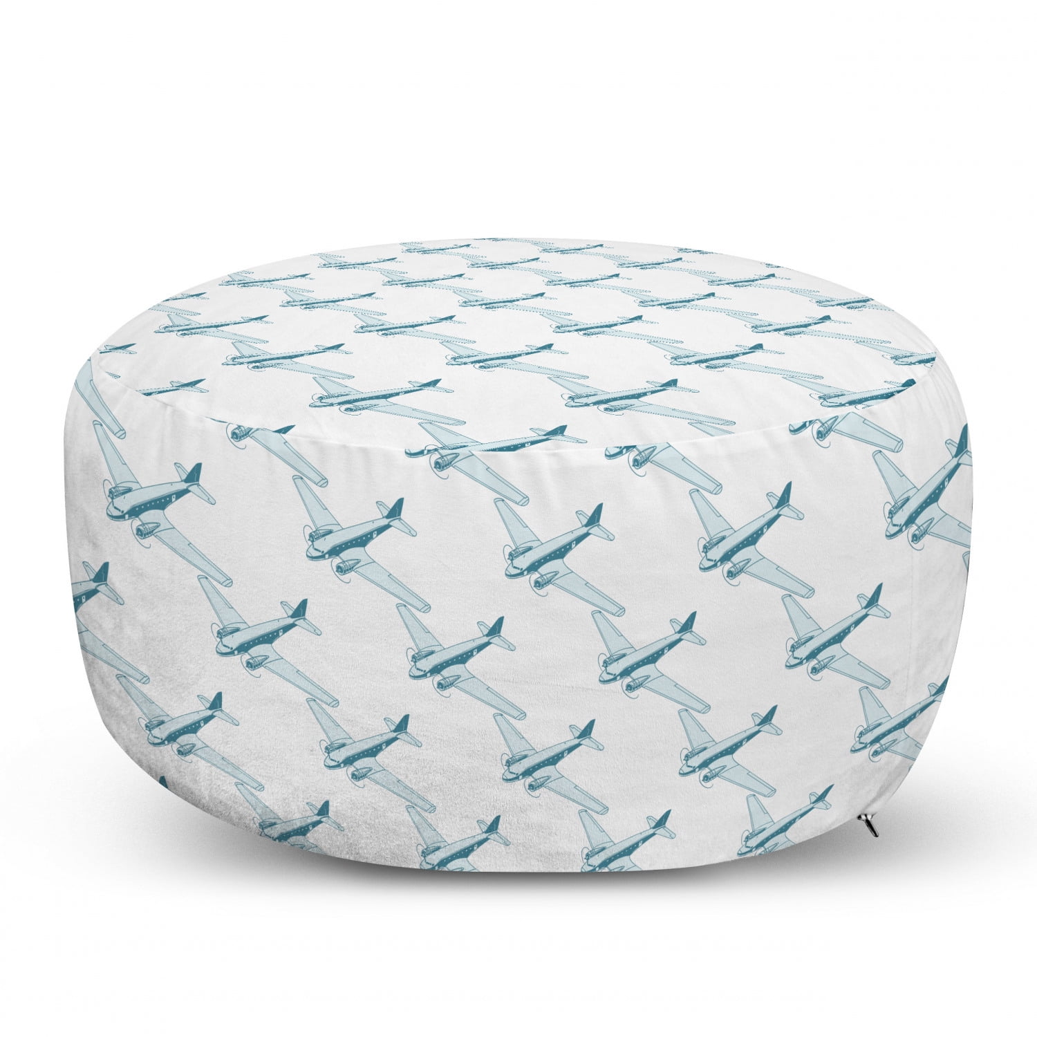 Vintage Airplane Pouf Cover with Zipper, Retro Travel Themed ...