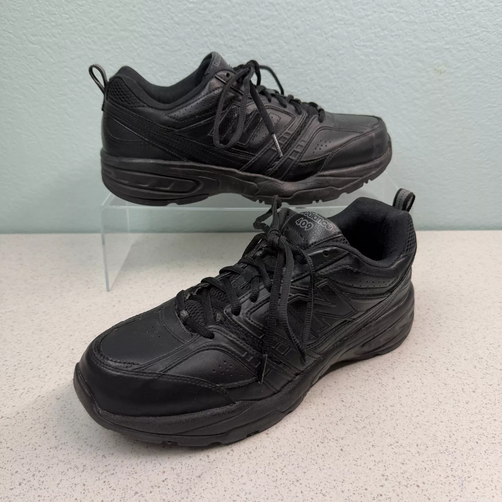 New Balance 409 Men's 10.5 4E Extra Wide Black Leather Low Top Training ...