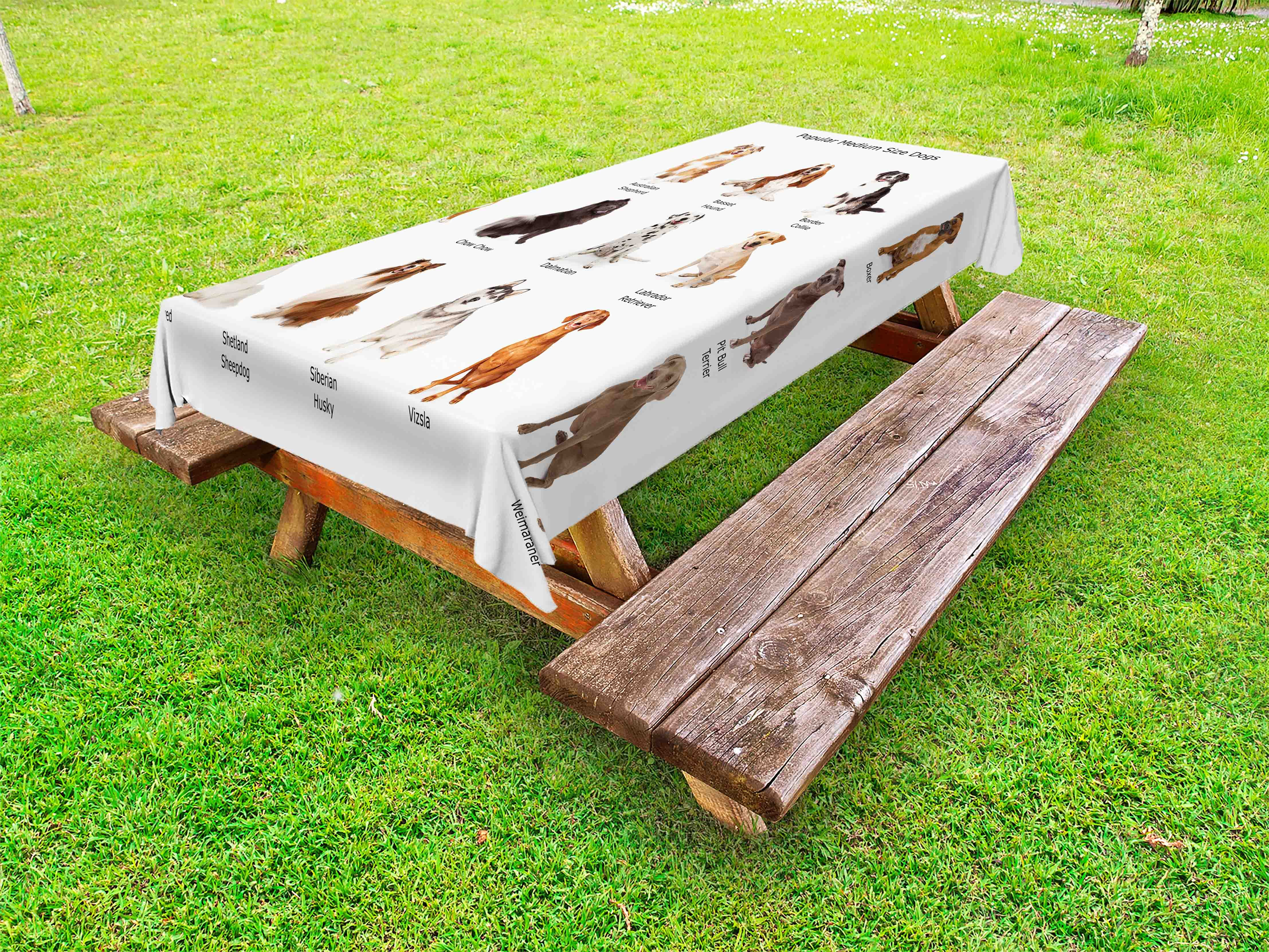 Dog Outdoor Tablecloth, A Group of Different Puppy Breeds Family Type ...