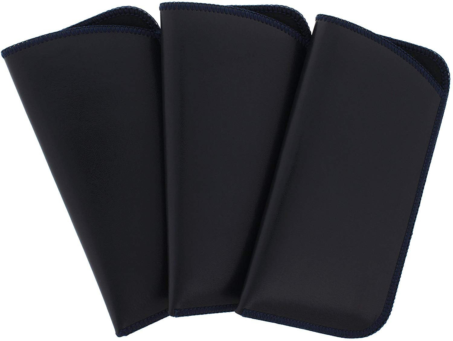 3 Pack Soft Faux Leather Slip In Eyeglass Case, Fits Medium to Large ...
