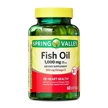 Spring Valley Omega-3 Fish Oil + Vitamin D3 1000 IU Softgels, Maximum ...