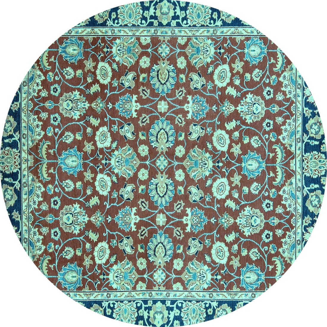 Ahgly Company Indoor Round Oriental Light Blue Modern Area Rugs, 8 ...