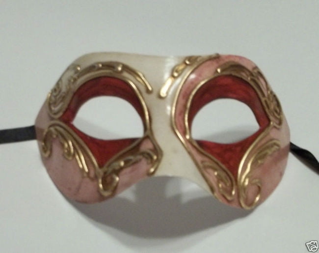 Pink White Gold Colombina Masquerade Mardi Gras Mask Italy Italian ...