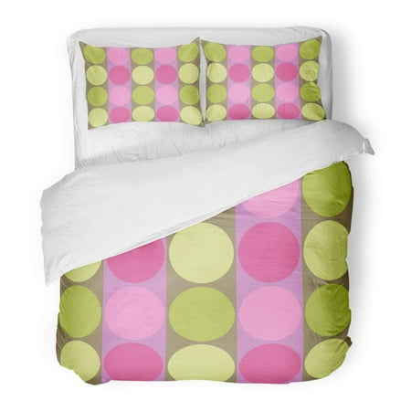 HATIART 3 Piece Bedding Set Beige 1960S Retro Colorful Circles Green ...