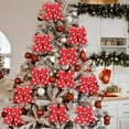12 Pcs Christmas Bows 6.3 Inch Red White Polka Dot Decorations for Tree ...