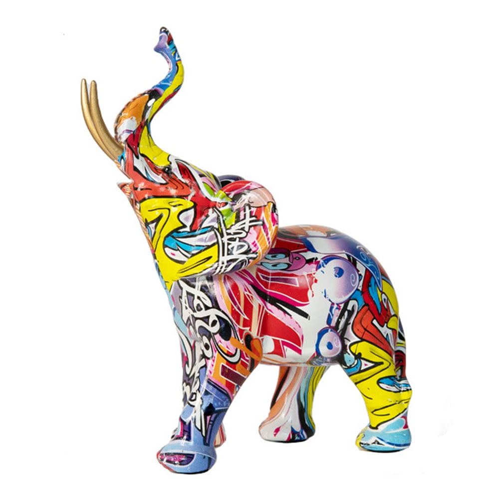 Elephant Decor Creativity Graffiti Elephant Figurines,Home Decor Art ...