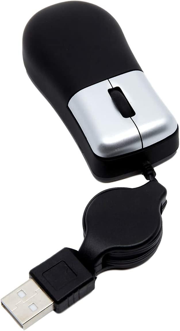 Mini Retractable Optical Travel Mouse - 3 USB Buttons for PC - Black ...