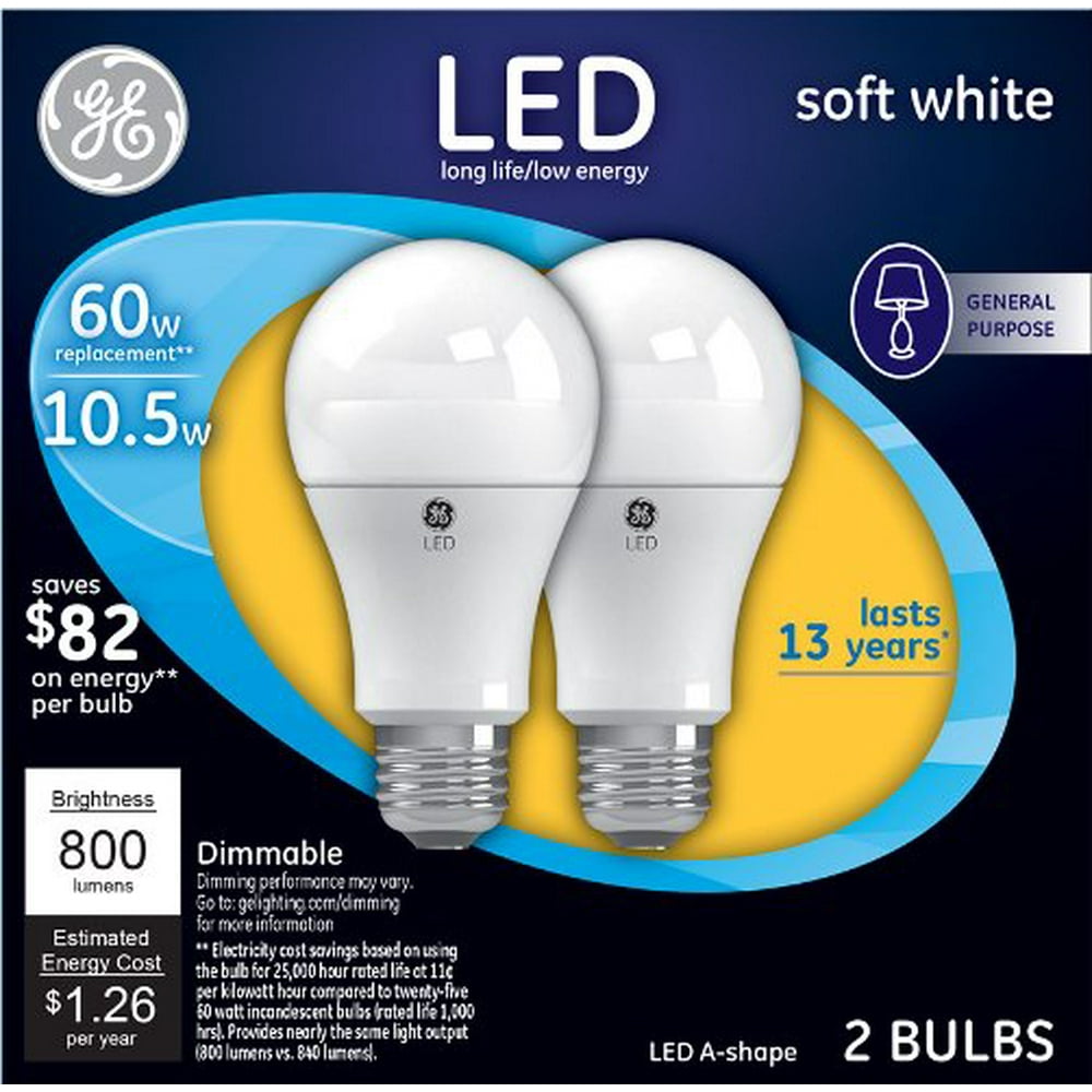 General Electric Led 9w Sw A19 Non-dim 2pk - Walmart.com - Walmart.com